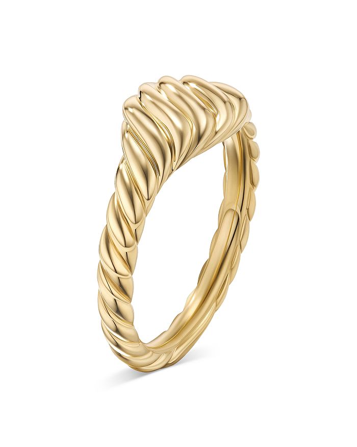 David Yurman Sculpted Cable Micro Pinky Ring in 18K Yellow Gold ...