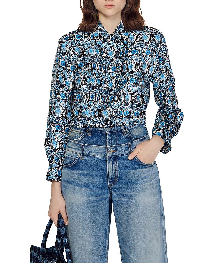 Sandro Silk Blossom Print Shirt | Bloomingdale's