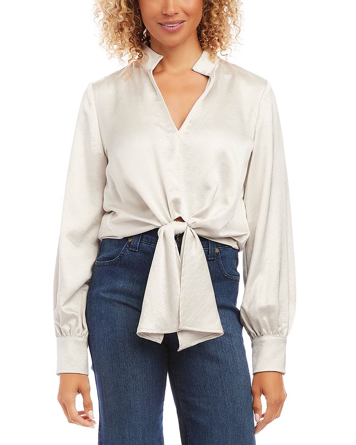 Karen Kane Satin Tie Front Top | Bloomingdale's