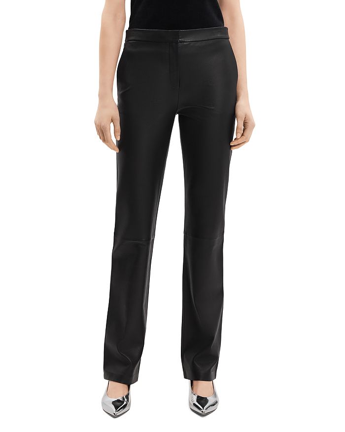 Theory Leather Slim Straight Leg Pants | Bloomingdale's