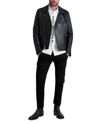 KARL LAGERFELD PARIS Leather Full Zip Jacket | Bloomingdale's
