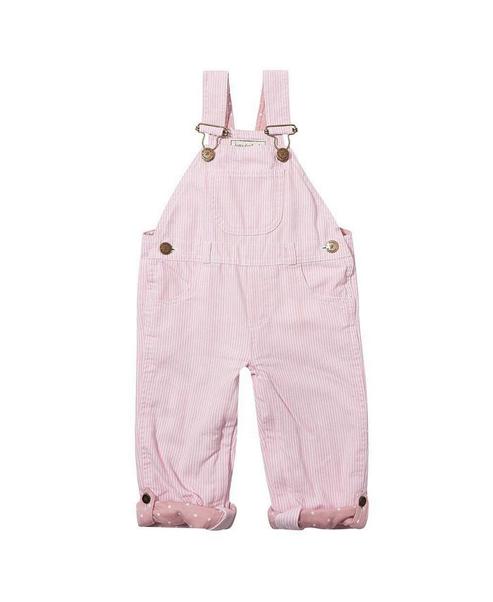 Dotty Dungarees Girls' Classic Pink Stripe Overalls - Baby, Little Kid ...
