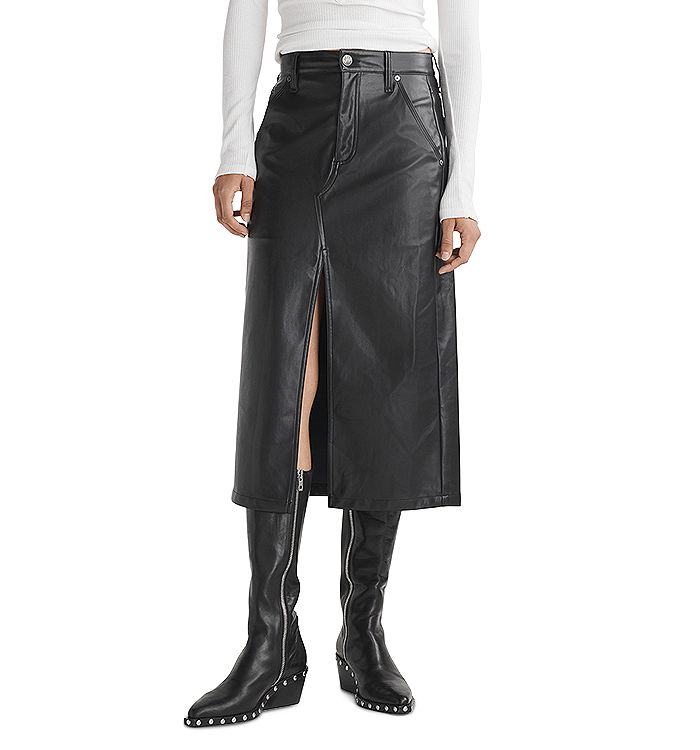 rag & bone Sid Faux Leather Midi Skirt | Bloomingdale's
