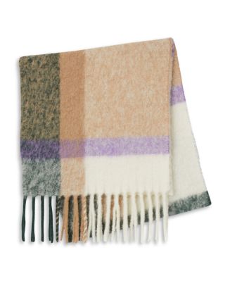 Sandro Fancy Check Alpaca Fringed Scarf | Bloomingdale's