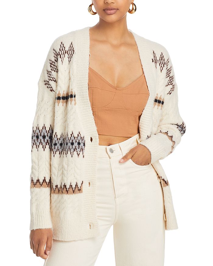 AQUA Cable Knit Striped Cardigan - 100% Exclusive | Bloomingdale's