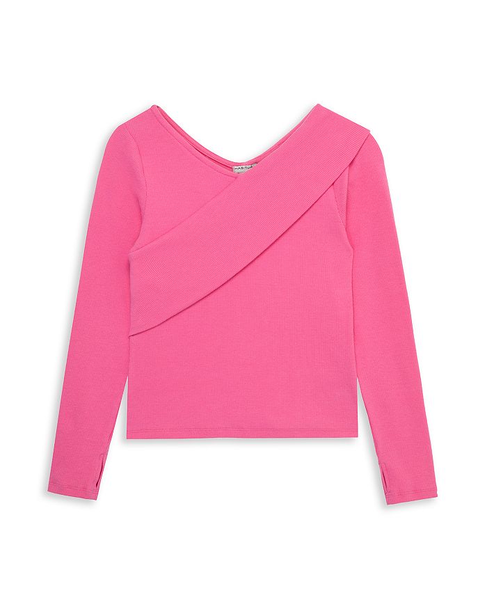Habitual Kids Girls' Asymmetric Overlay Ribbed Top - Big Kid ...