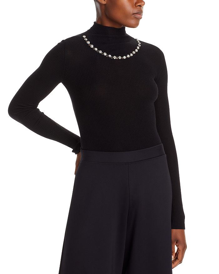 Rosetta Getty Crystal Trim Ribbed Top | Bloomingdale's