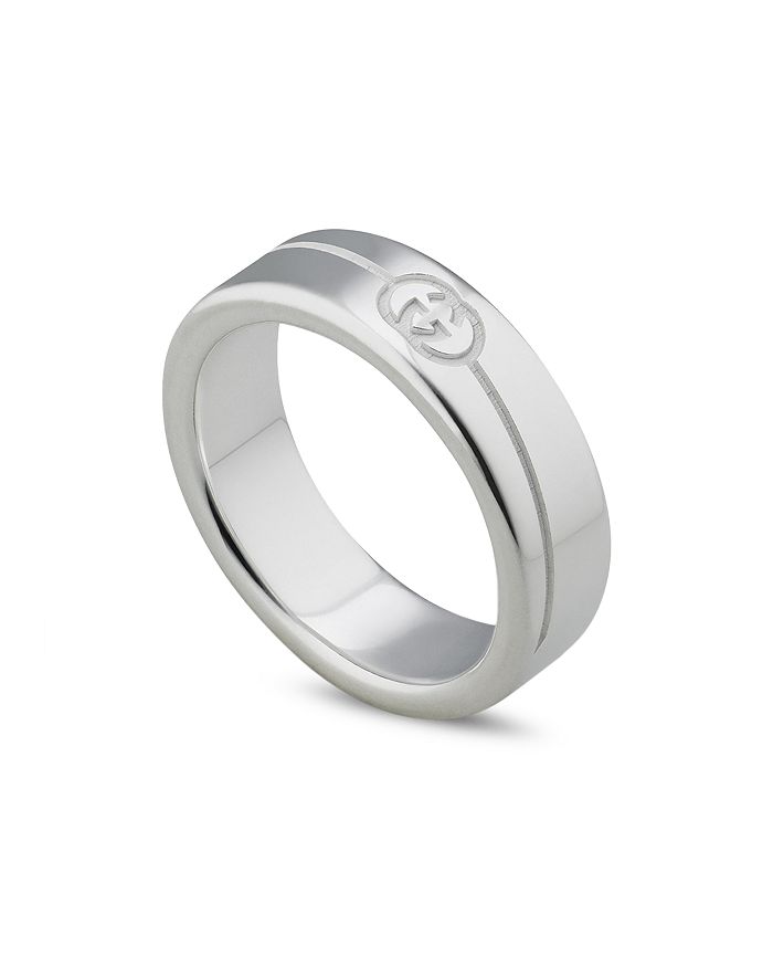 Gucci Sterling Silver Diagonal Interlocking G Ring | Bloomingdale's