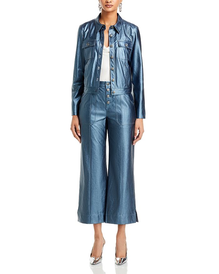 Cinq à Sept Mila Metallic Snake Embossed Jacket & Benji Metallic Snake ...