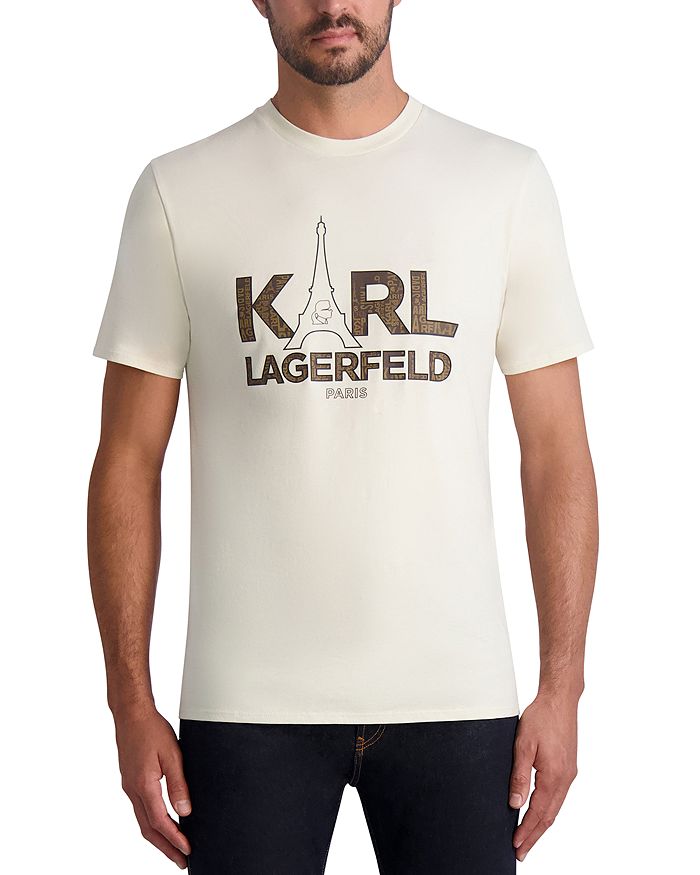 KARL LAGERFELD PARIS Cotton Eiffel Tower Karl Logo Graphic Tee ...