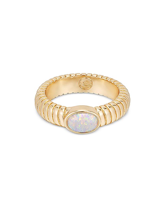 Ettika Flex Ribbed Opal Ring in 18K Gold Plated | Bloomingdale's
