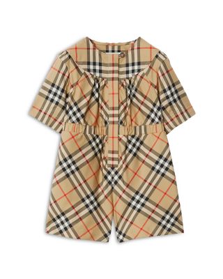 Burberry Girls' Check Stretch Cotton Playsuit - Baby | Bloomingdale's