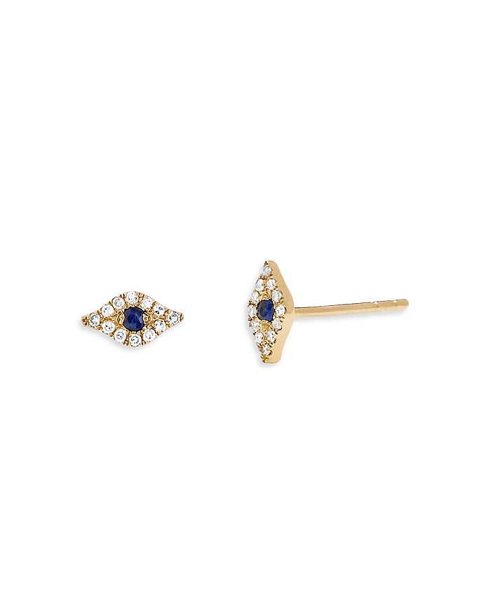 EF Collection 14K Yellow Gold Mini Diamond & Blue Sapphire Evil Eye ...