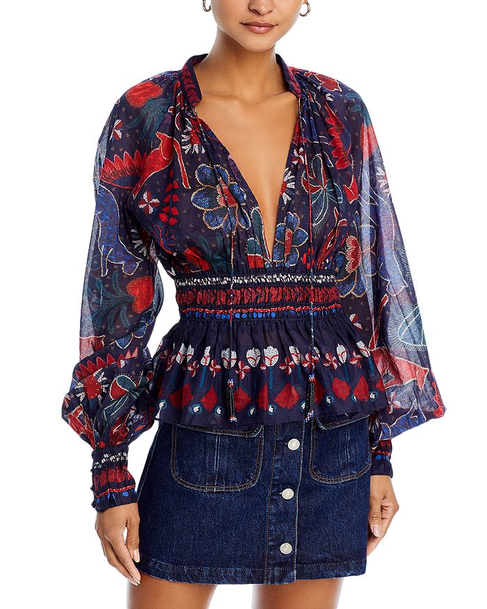 FARM Rio Tropical Shine Dark Blue Top | Bloomingdale's