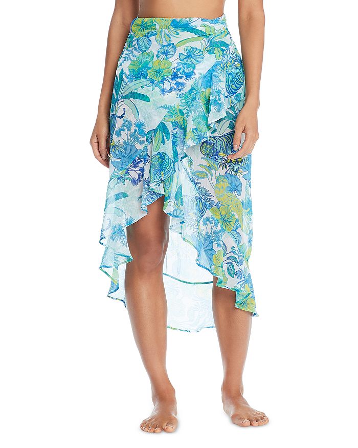 Bleu Rod Beattie Floral Print Ruffled Cover Up Pareo - Exclusive ...