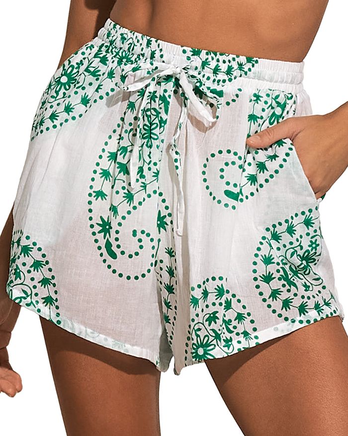 Elan Elastic Waistband Printed Swim Cover Up Shorts | Bloomingdale's