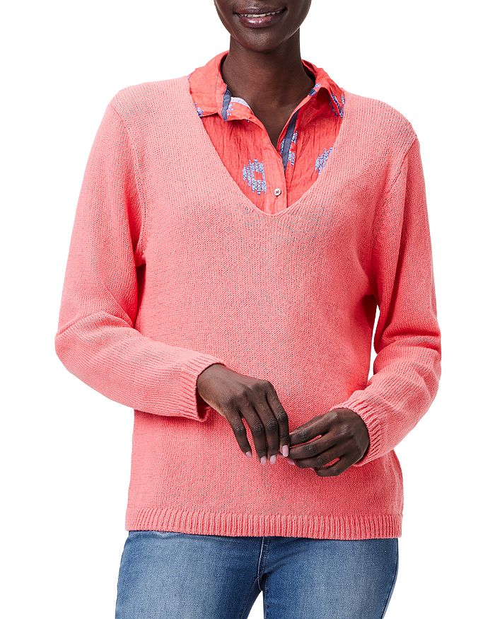 NIC+ZOE Cotton Cord Soft V Neck Sweater | Bloomingdale's