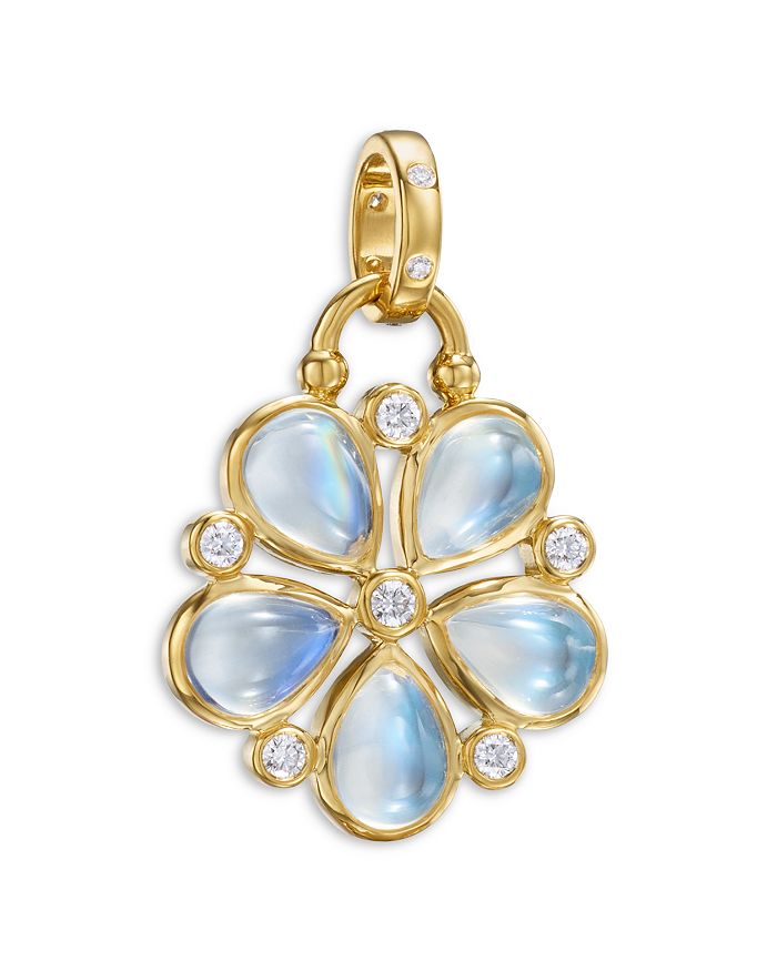 Temple St. Clair 18K Yellow Gold Royal Moonstone & Diamond Flower ...