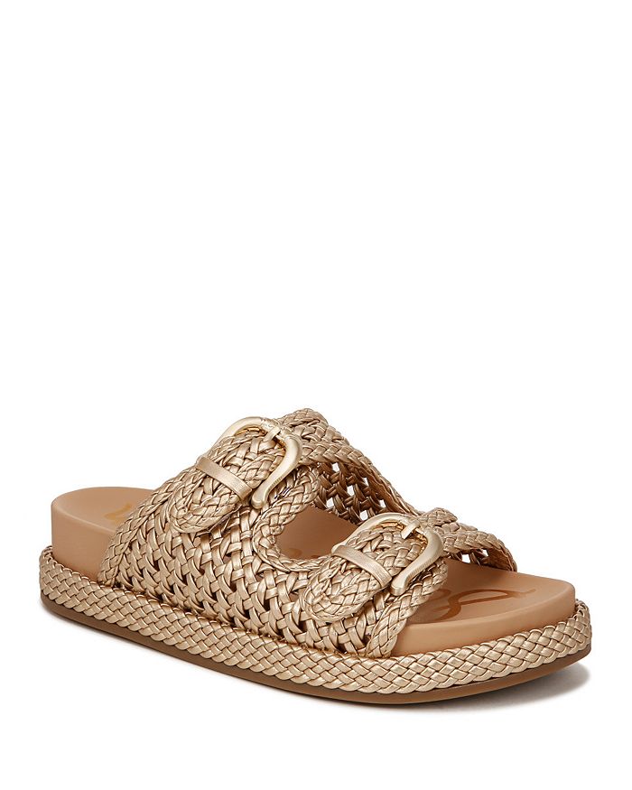 Sam Edelman Women's Reid Double Buckle Braided Slide Sandals ...