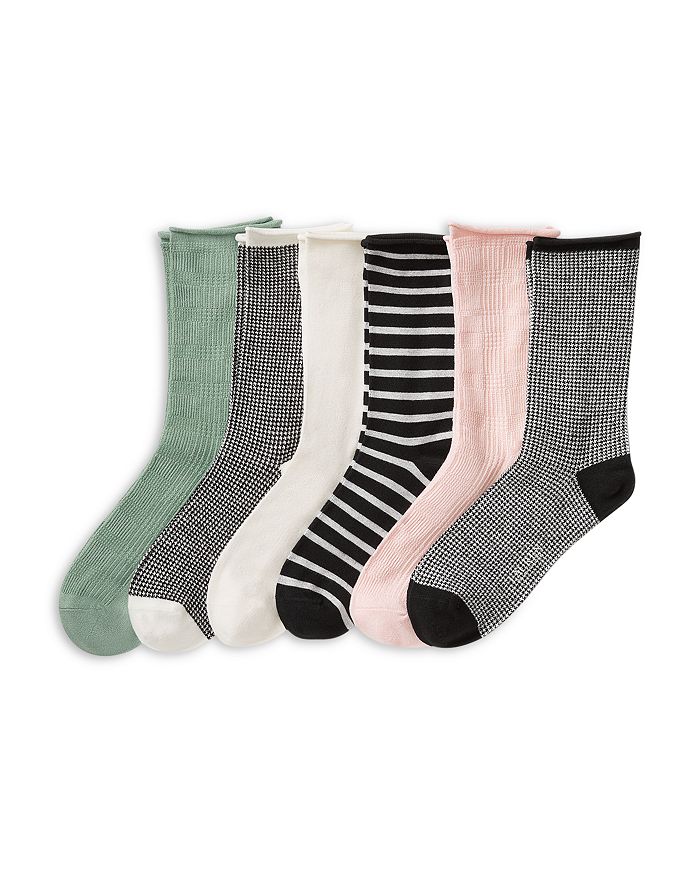 Ralph Lauren Mixed Print Roll Top Socks, Set of 6 | Bloomingdale's