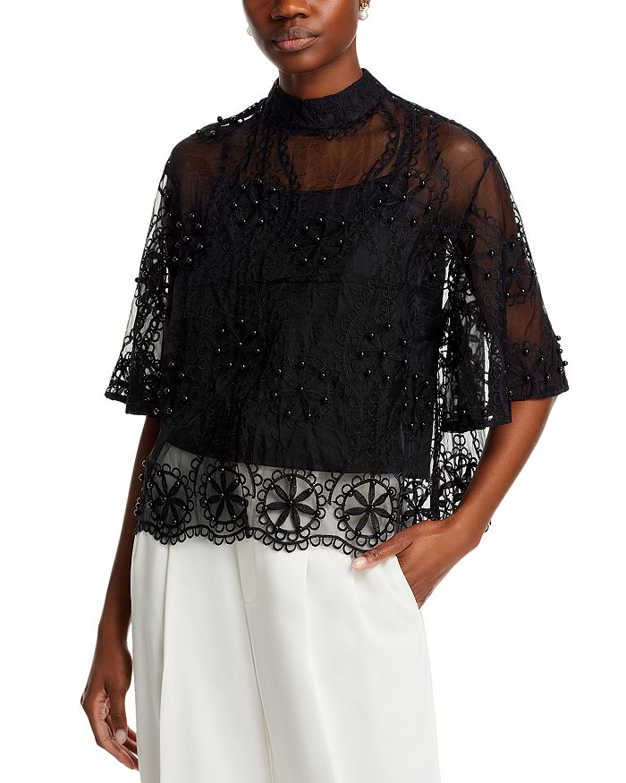 Nancy Yang Faux Pearl Rhinestone Top | Bloomingdale's