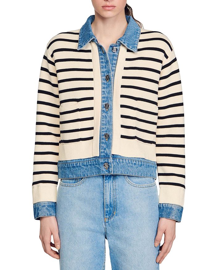 Sandro Layered Look Striped Cardigan | Bloomingdale's