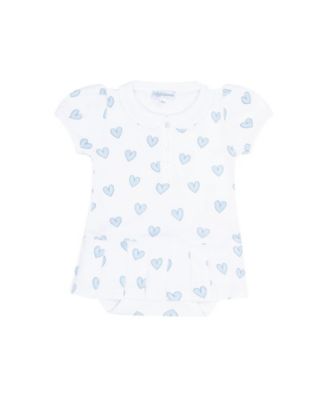 Nellapima Girls Blue Heart Print Onesie Dress - Baby