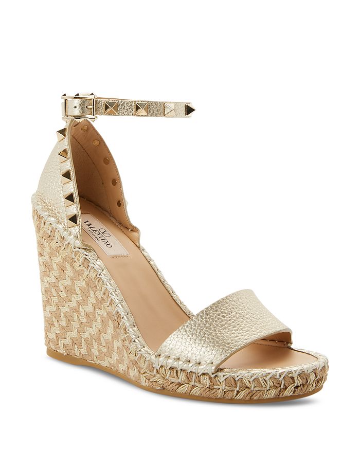 Valentino Garavani Women's Pyramid Studded Espadrille Wedge Heel ...