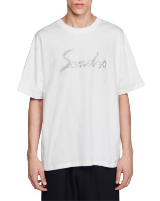 Sandro H23LIQUID Cotton Logo Oversized Tee | Bloomingdale's