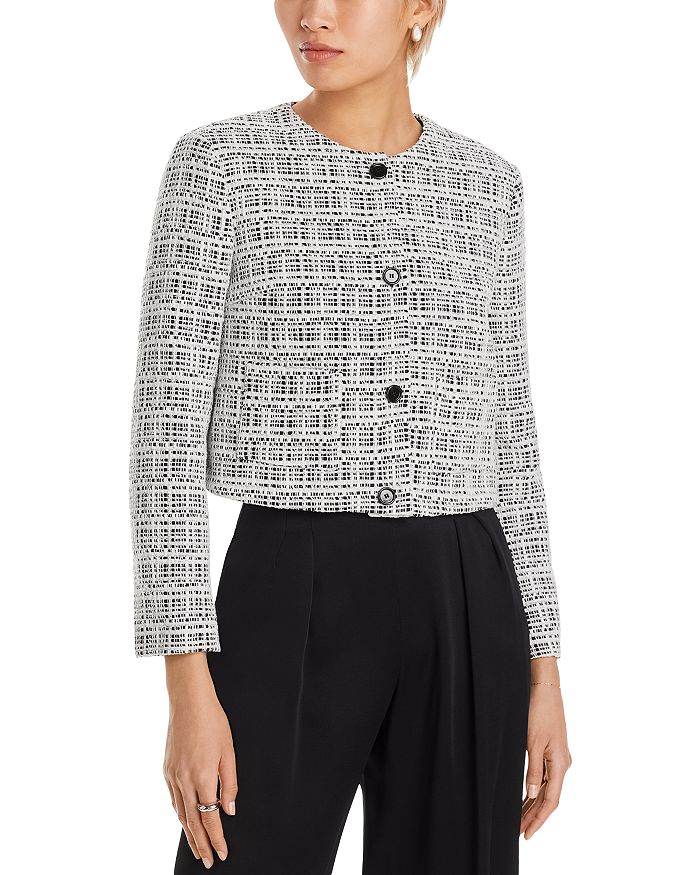 BOSS Collarless Tweed Jacket | Bloomingdale's