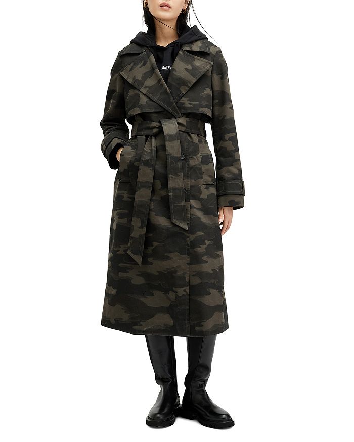 ALLSAINTS Mixed Camo Print Trench Coat | Bloomingdale's