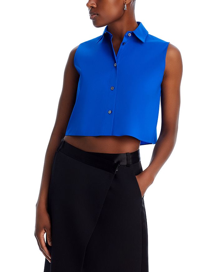 Theory Cropped Sleeveless Shirt | Bloomingdale's