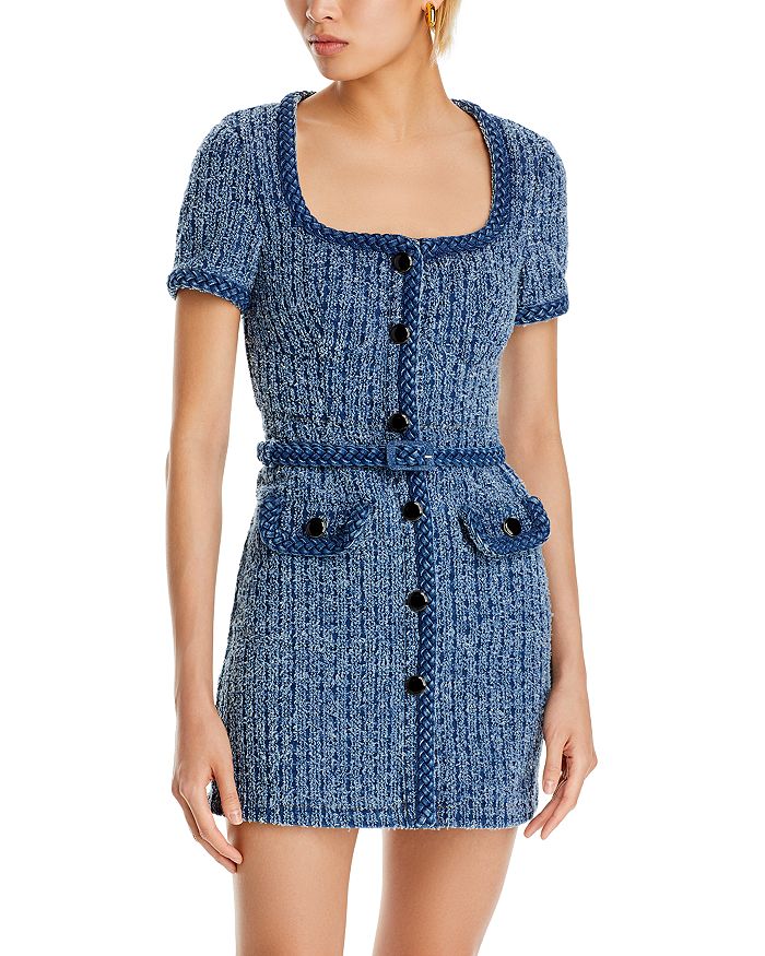 Self-Portrait Braided Trim Textured Dress | Bloomingdale's