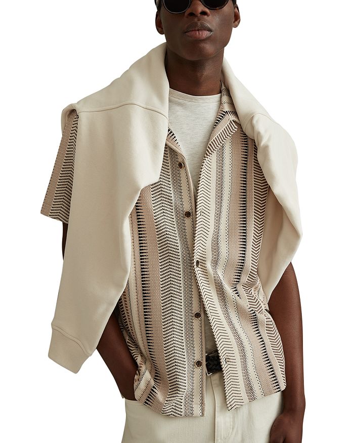 REISS Archer Short Sleeve Aztec Cuban Collar Shirt | Bloomingdale's