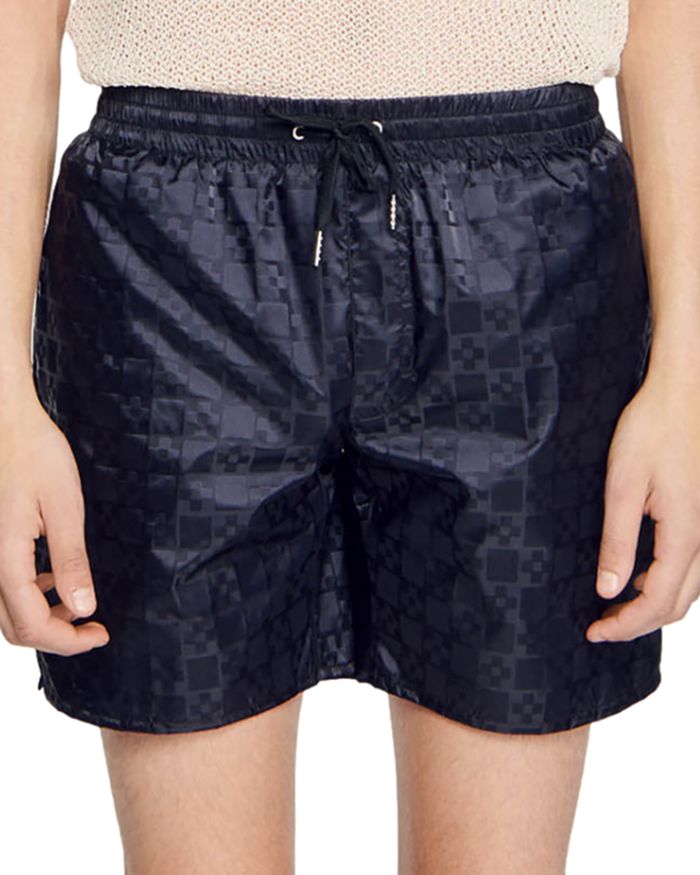 Sandro Square Cross Jacquard 5" Swim Trunks | Bloomingdale's