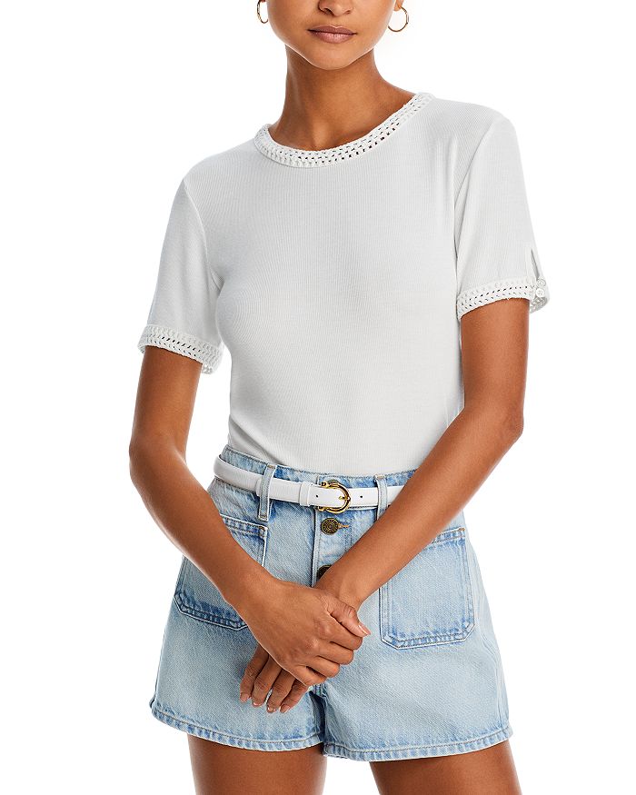 FRAME Crochet Trim Tee | Bloomingdale's