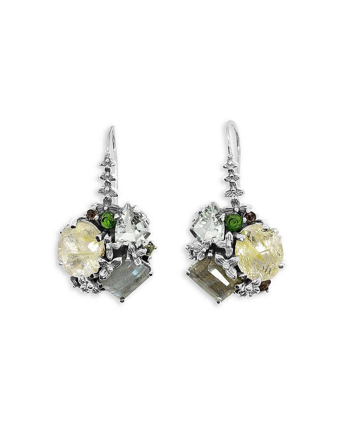 Stephen Dweck Sterling Silver Rockrageous Multi Gemstone Cluster Drop ...