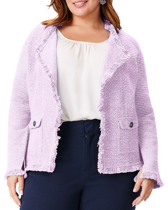 NIC+ZOE Plus Mix Knit Fringe Trim Jacket | Bloomingdale's