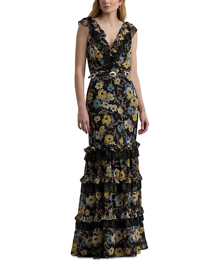 Ralph Lauren Ralph Lauren Ruffle Trim Georgette Gown | Bloomingdale's