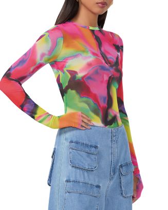AFRM Kaylee Printed Mesh Top | Bloomingdale's Women