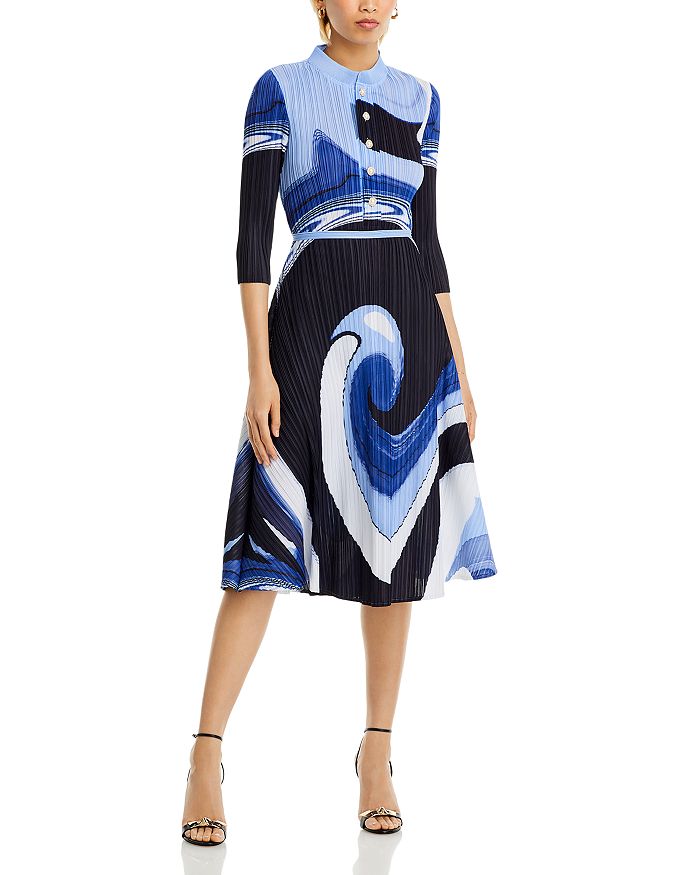 Nancy Yang Crinkled Fit and Flare Dress | Bloomingdale's