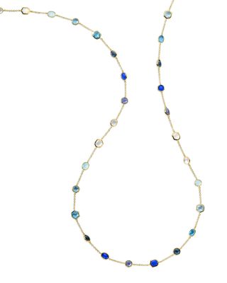 Ippolita 18K Yellow Gold Rock Candy Multi Stone Mixed Cut Station Statement Necklace  37