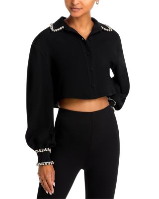 Cinq à Sept Juneve Rhinestone Cropped Top | Bloomingdale's