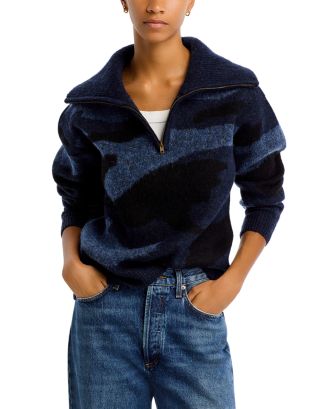 AQUA Camo Print Half Zip Sweater - Exclusive | Bloomingdale's