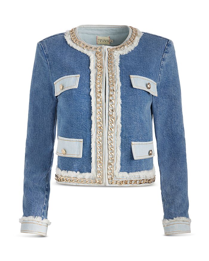 Alice and Olivia Landon Embellished Denim Jacket | Bloomingdale's
