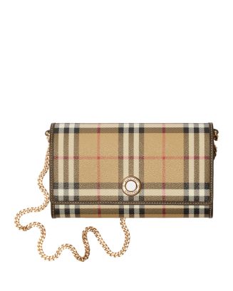 Burberry Check Chain Strap Wallet | Bloomingdale's