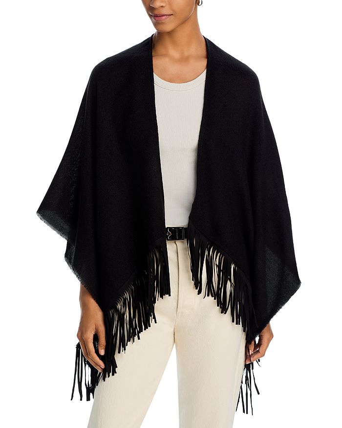 AQUA Fringed Ruana - Exclusive | Bloomingdale's