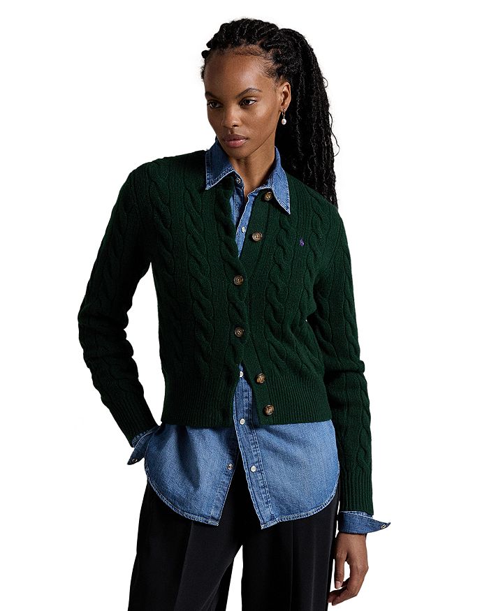 Ralph Lauren Cable Knit Wool & Cashmere Cardigan | Bloomingdale's