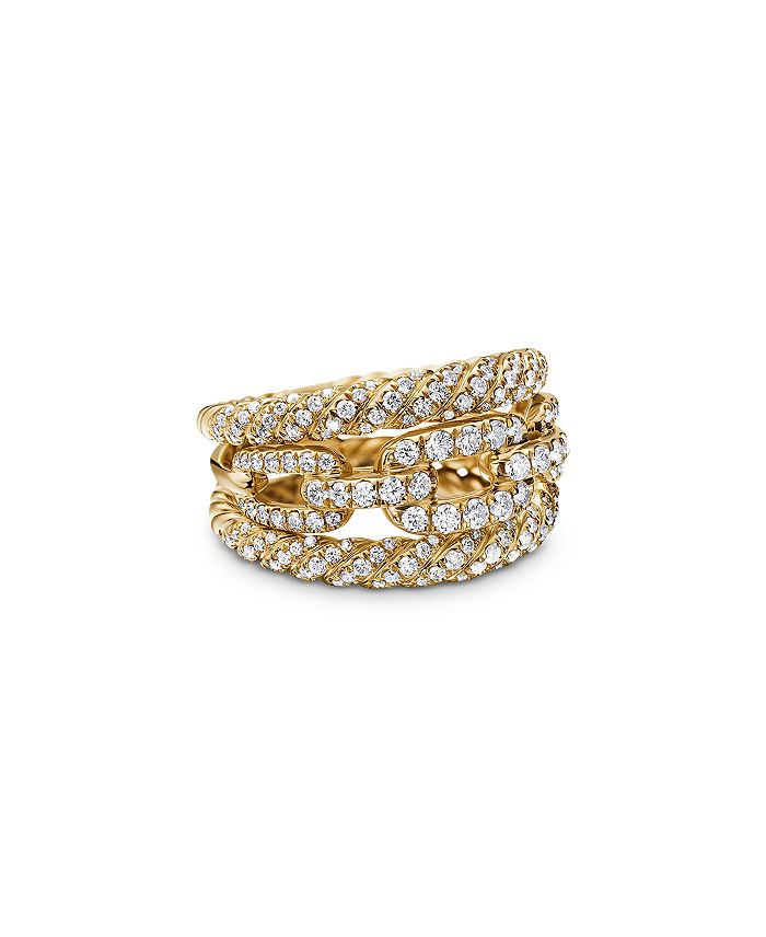 David Yurman 18K Yellow Gold Stax Three-Row Ring with Diamonds | Bloomingdale's