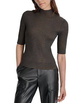 Click here for Dkny Mock Neck Ribbed Sweater prices